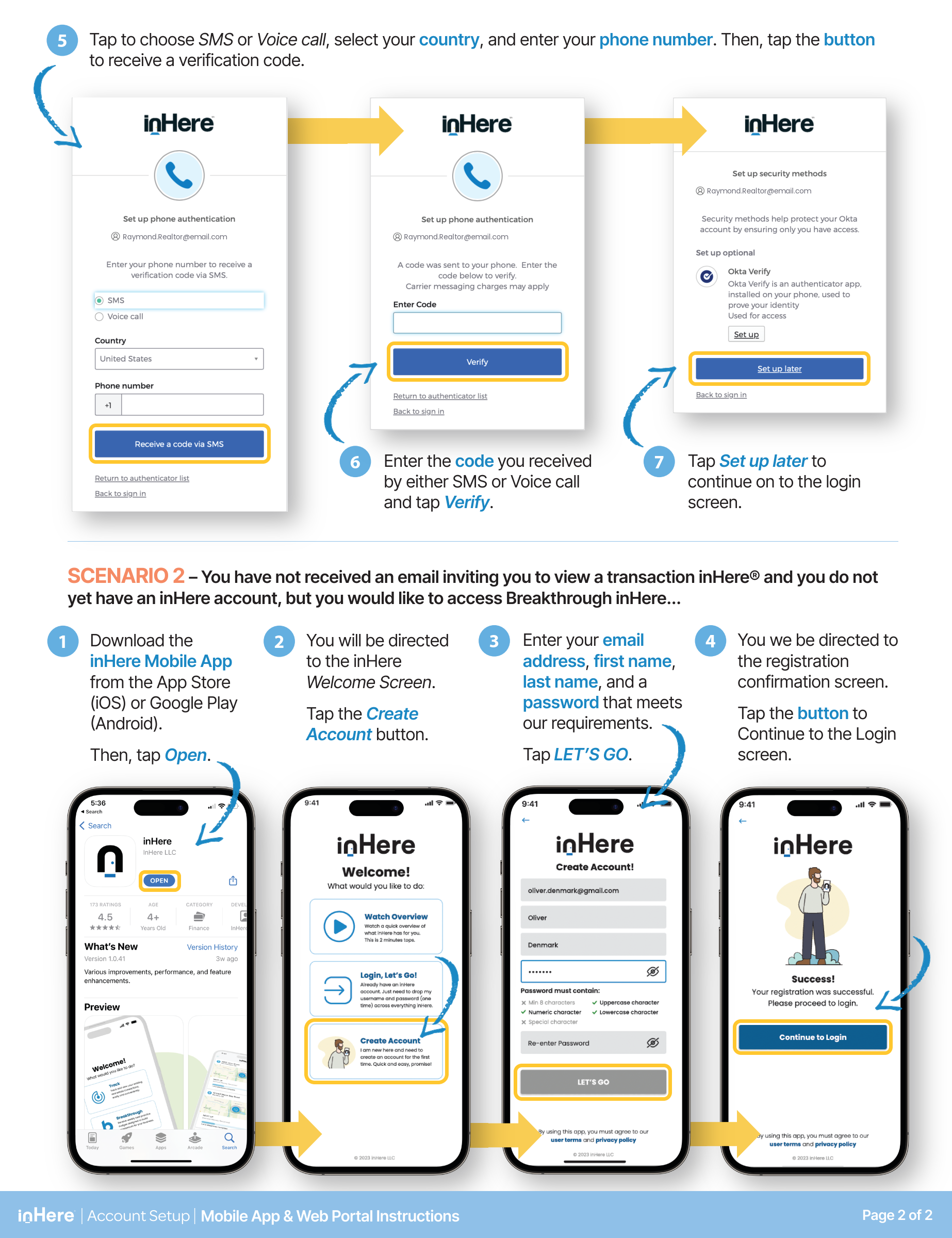 inHere Account Setup - Mobile App & Web Portal Instructions – InHere